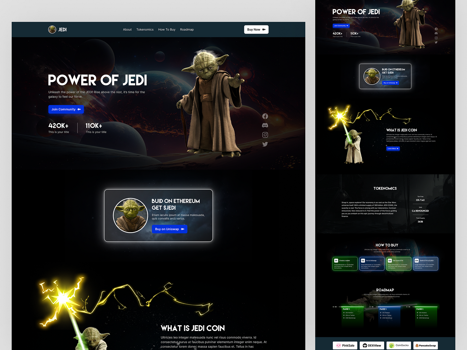 Jedi Meme Coin HTML & Tailwind CSS Web Template by allclonescript on ...