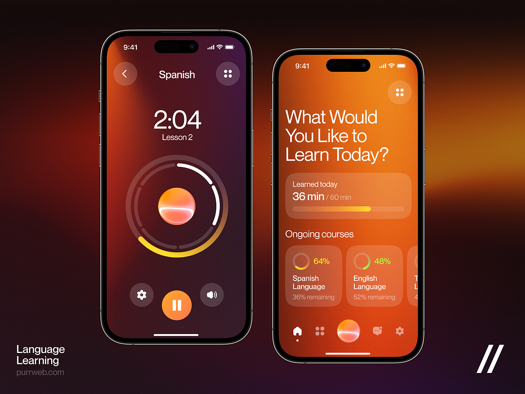 Language Learning Mobile iOS App Design Template by Sergey Nikonenko ...
