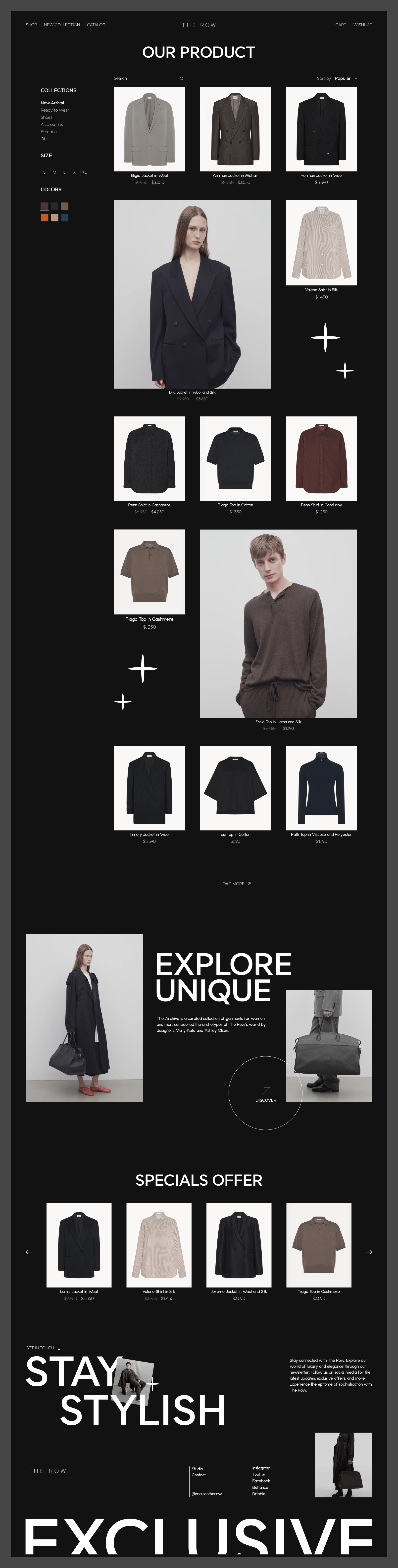 The Row - Fashion Shop Ecommerce Website - Product Archive Page by LAIN ...