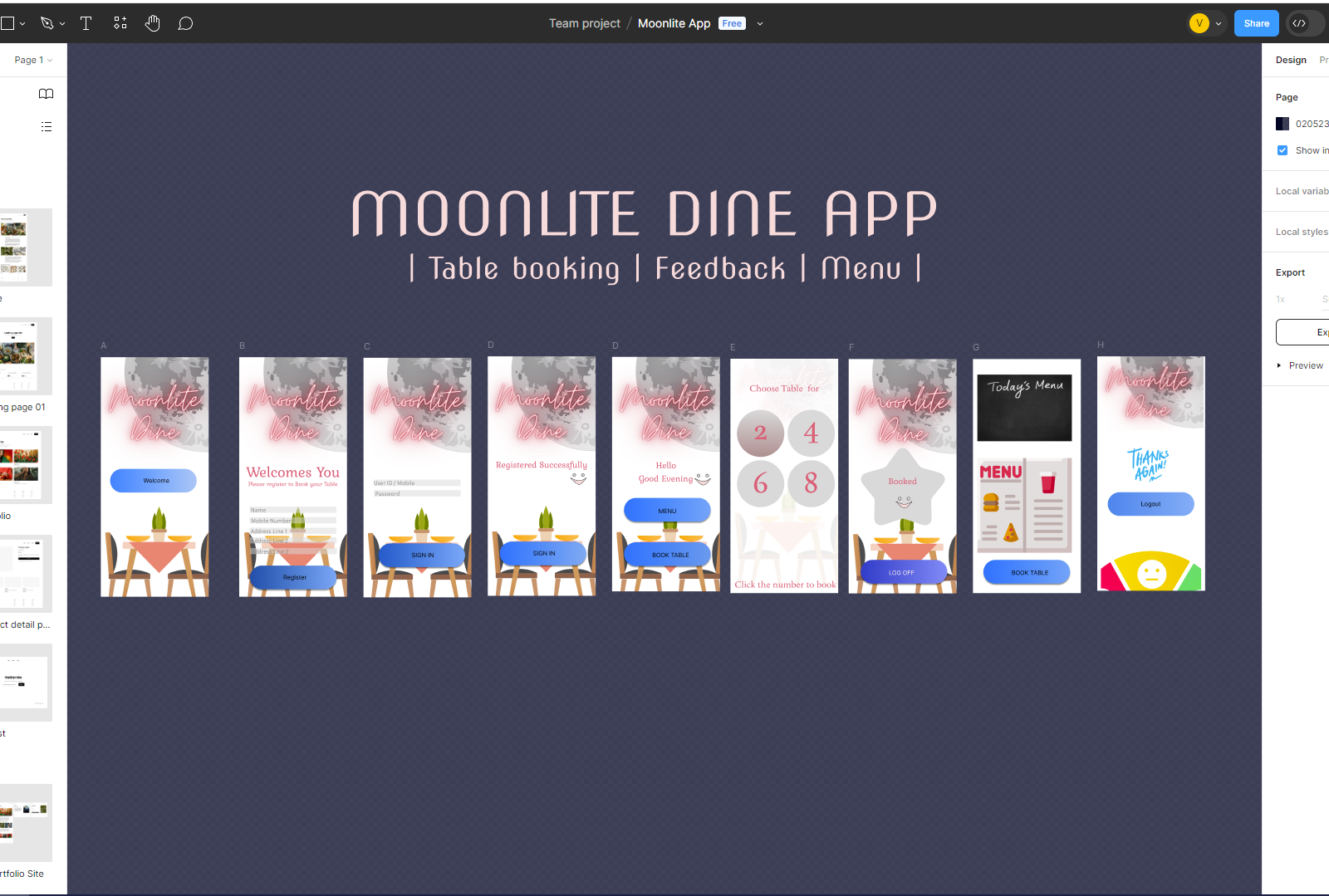 Moonlite Dine App by SrinivasCV on Dribbble