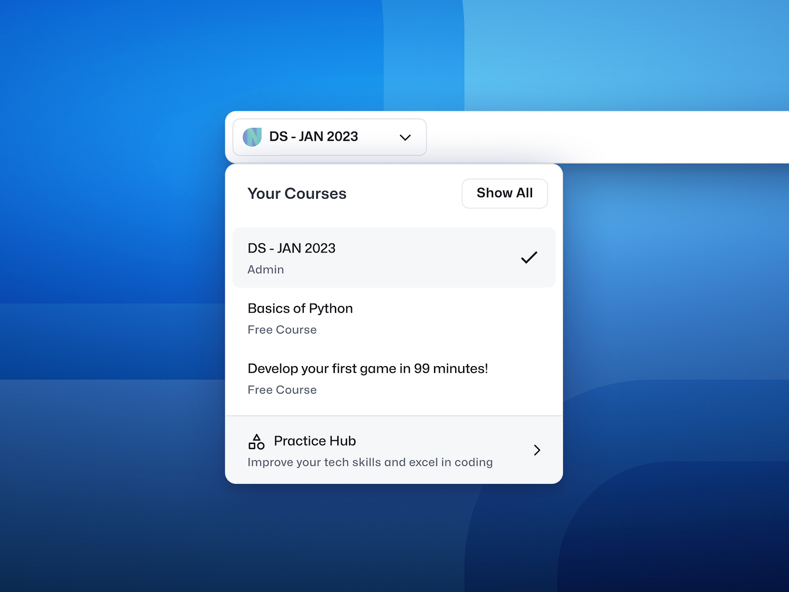 Course Dropdown By Ayaneshu On Dribbble