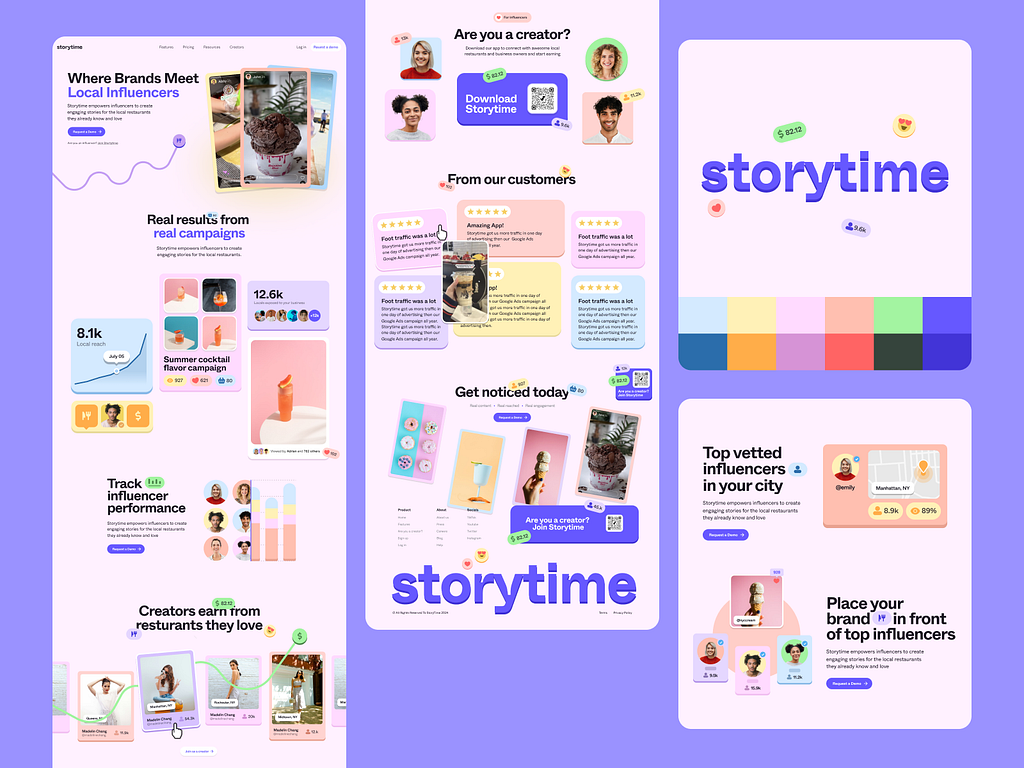 Storytime Landing Page Style Guide by Caviar on Dribbble