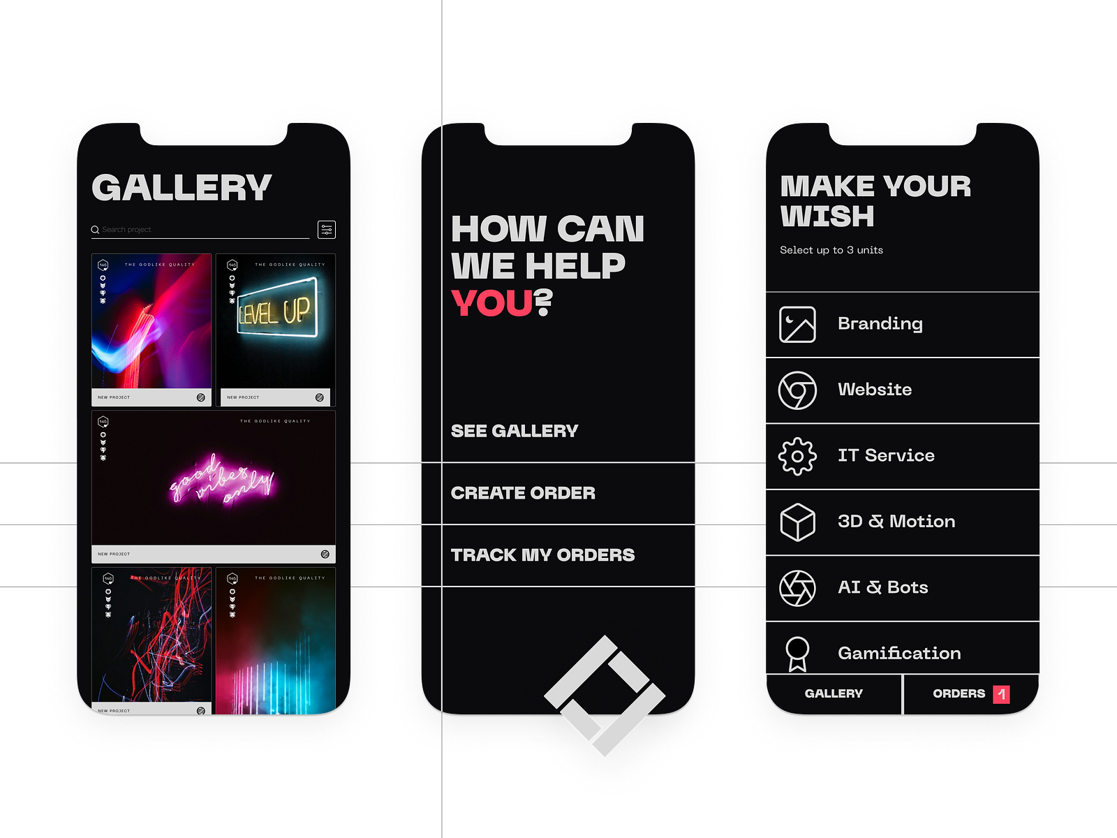Brutalist App for a creative studio by Anna Konstantinova on Dribbble