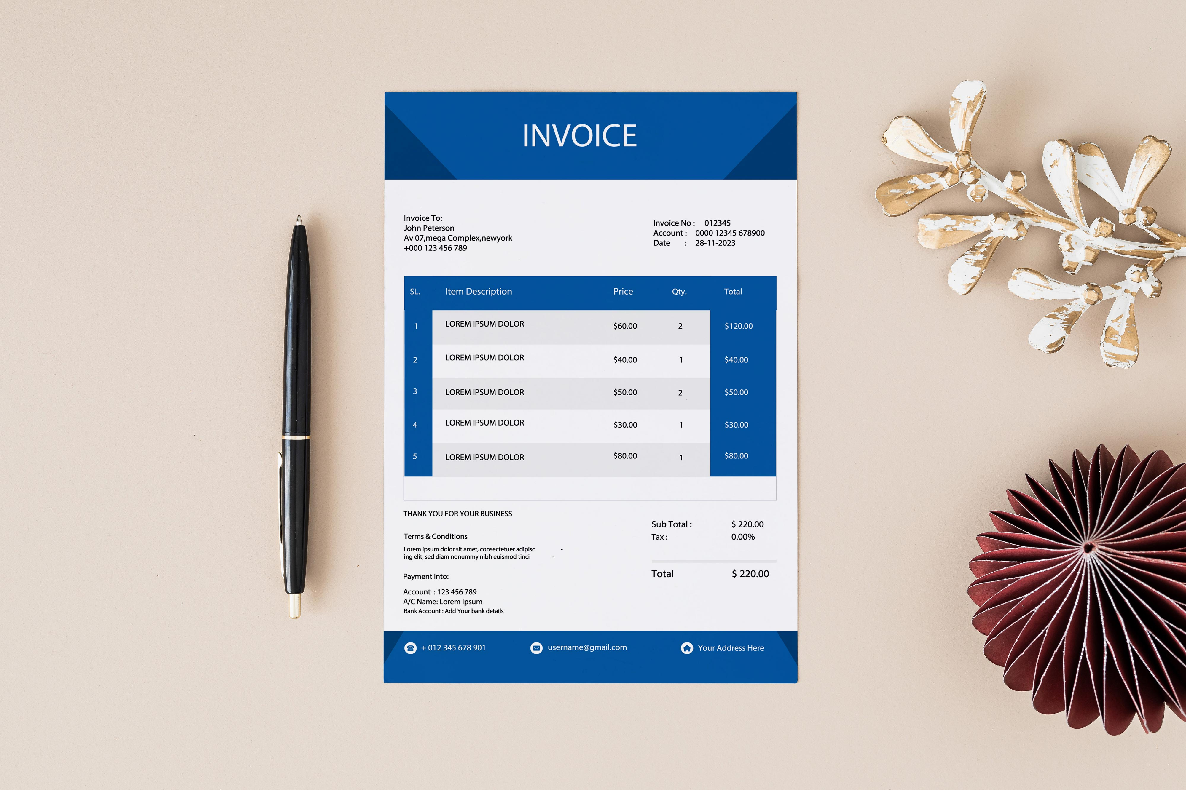 Simple Invoice Templates by Al Amin on Dribbble