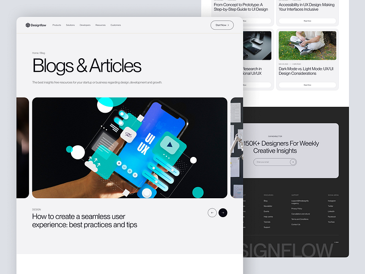 Designflow Website: Blog Page Design by Makora Studio on Dribbble