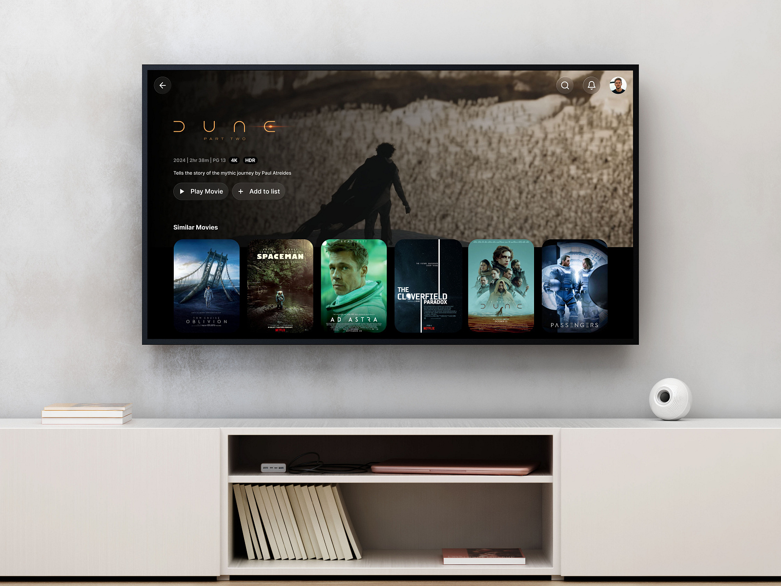 Smart TV movie streaming interface by Kiko Pastor on Dribbble