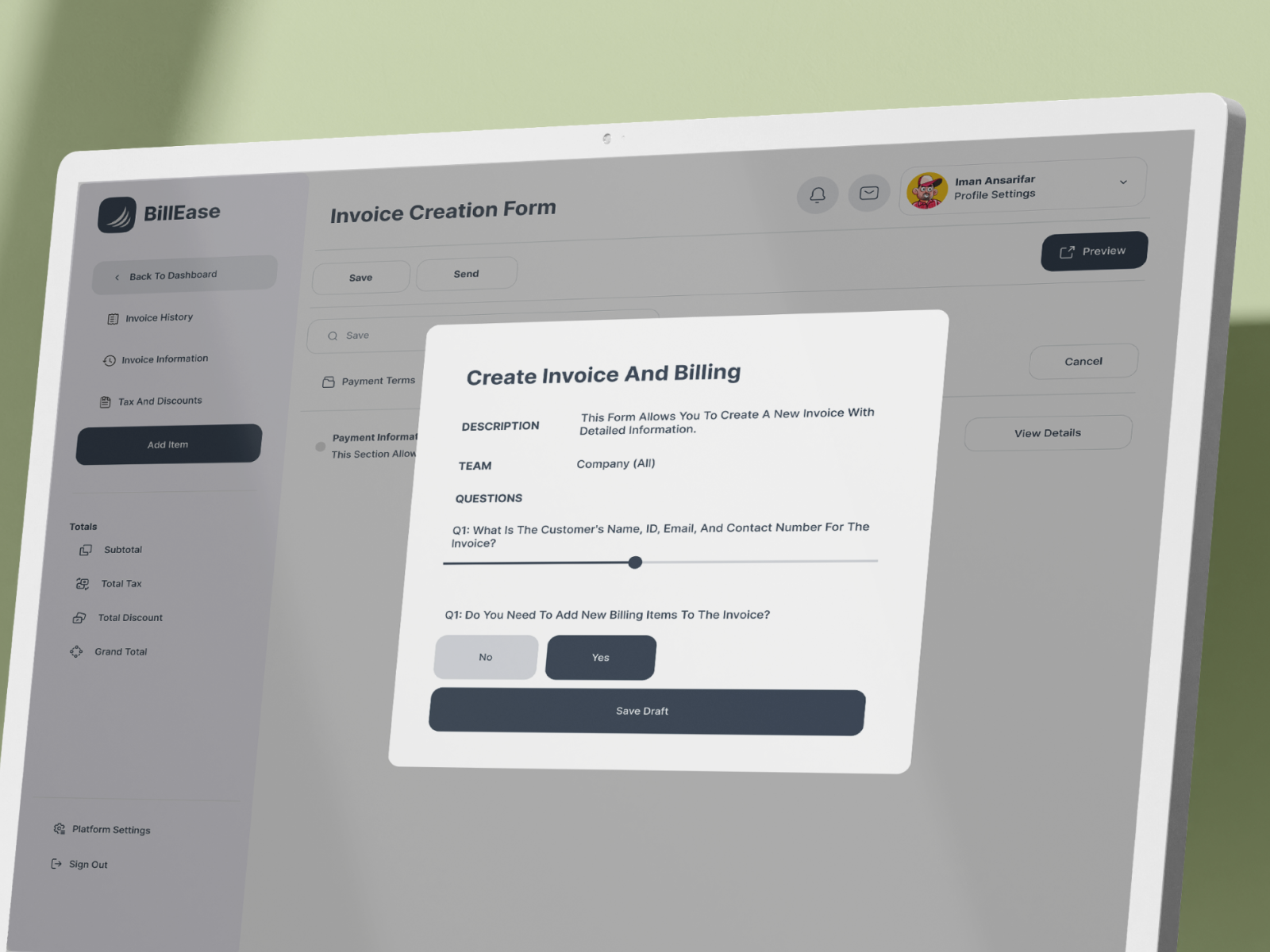 Simplify your billing process with BillEase by Iman AnsariFar on Dribbble