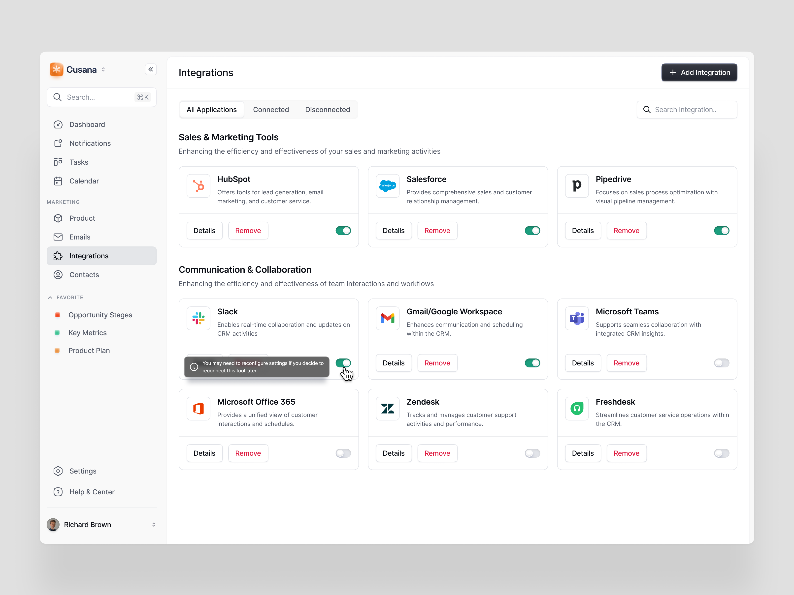 Integrations Page - CRM Dashboard by Ali Husni for Enver Studio on Dribbble