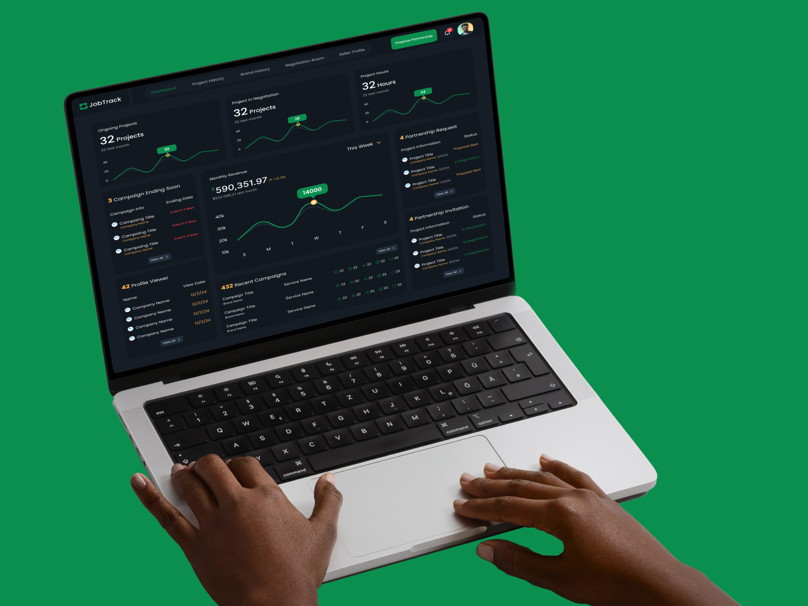 JobTrack Dashboard by Musab Alam on Dribbble