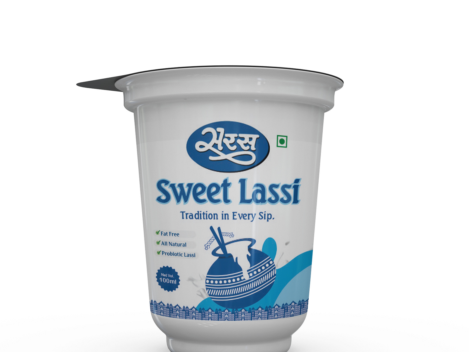 Saras Lassi Cup / Container Label Design by eCare Packaging on Dribbble