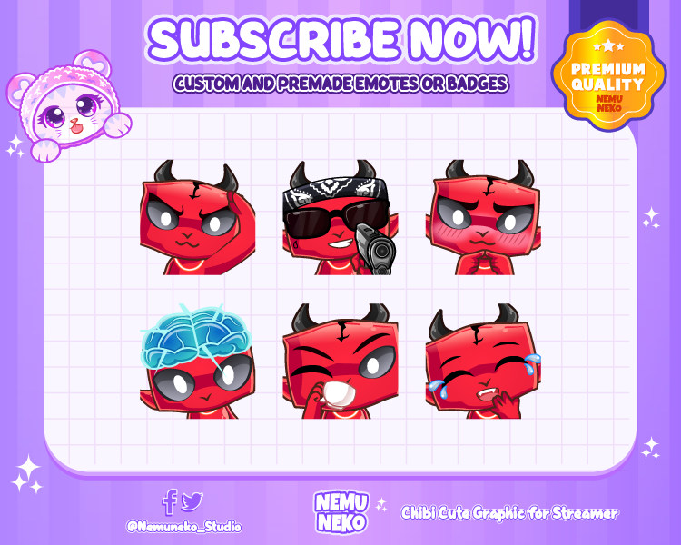 😈Custom Chibi Demon Emotes by Nemuneko Studio😈 by Nemu Neko on Dribbble