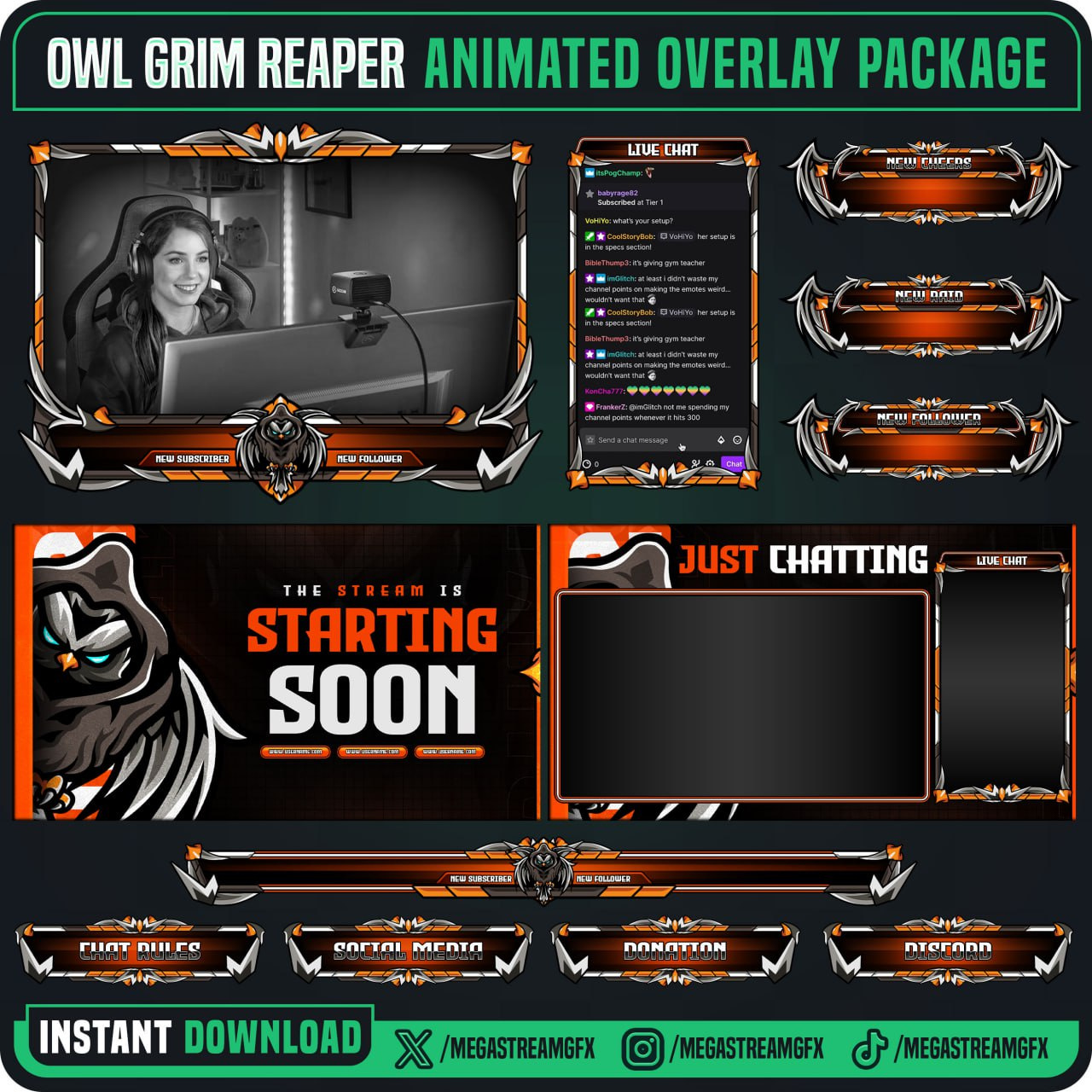 Grim Reaper Owl Stream Overlay - Horror Overlays by MegastreamGfx on ...