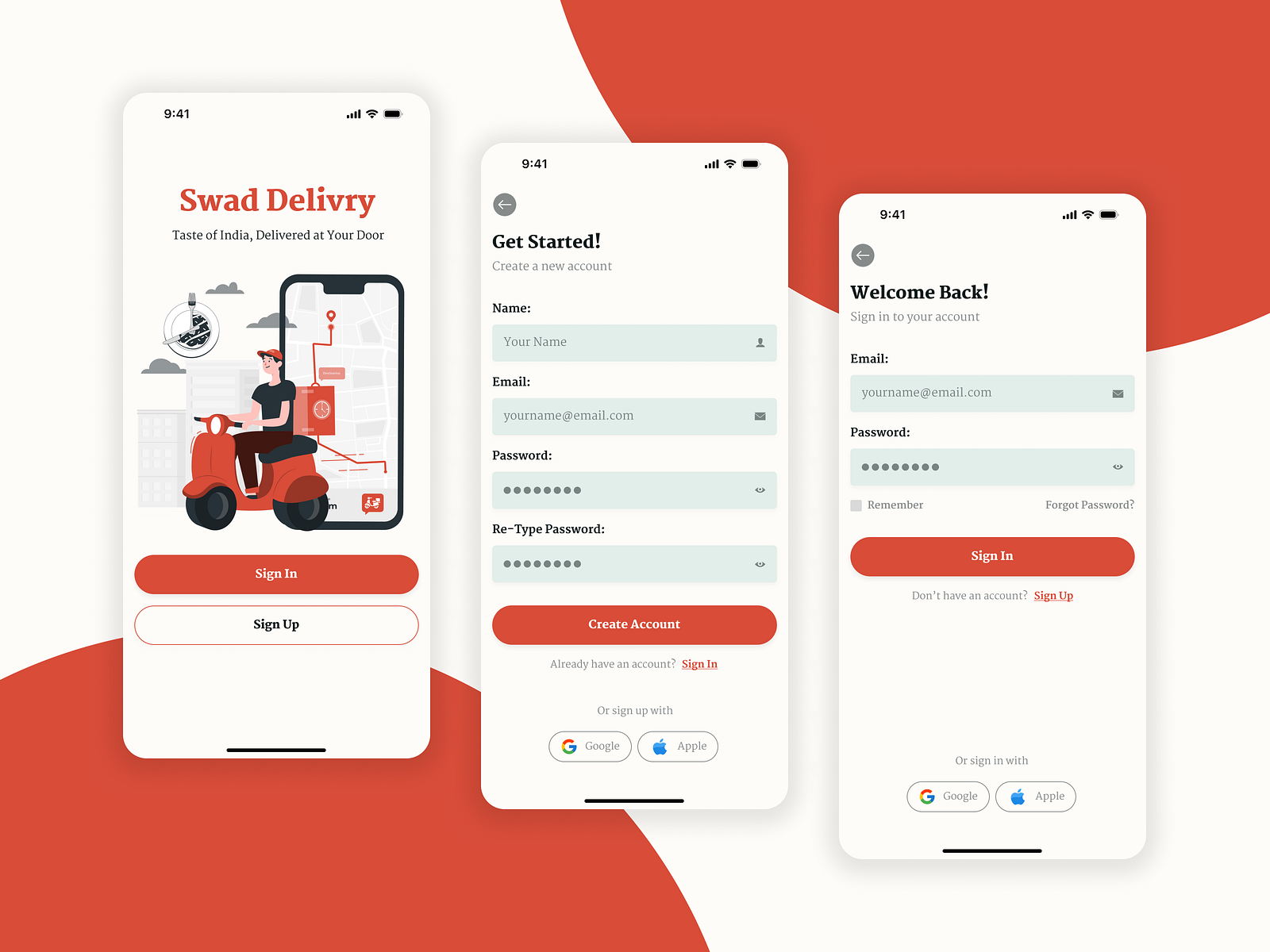Swad Delivry App Design by Mouli D on Dribbble