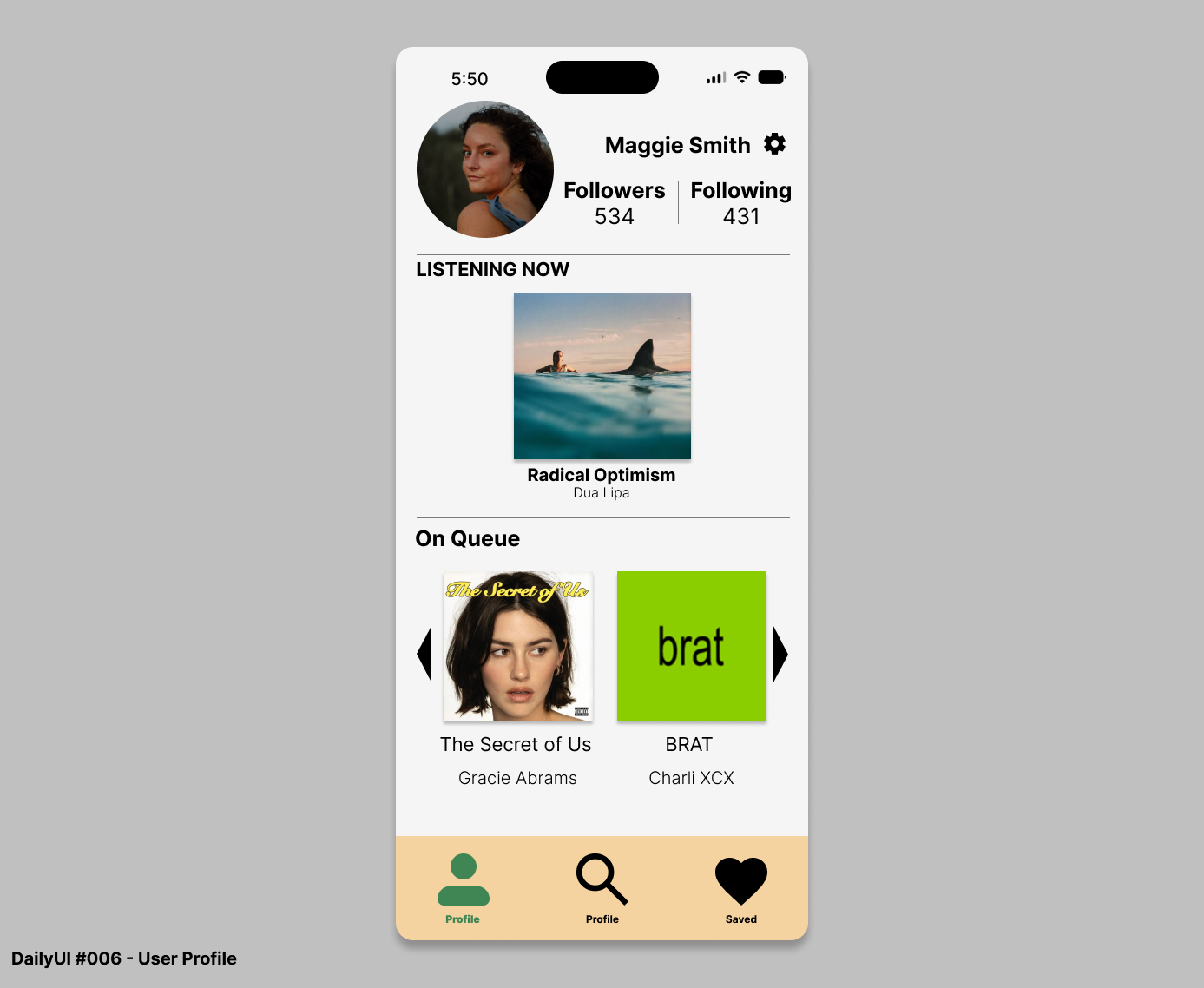 Daily UI - 006 - User Profile by Brett Duboff on Dribbble