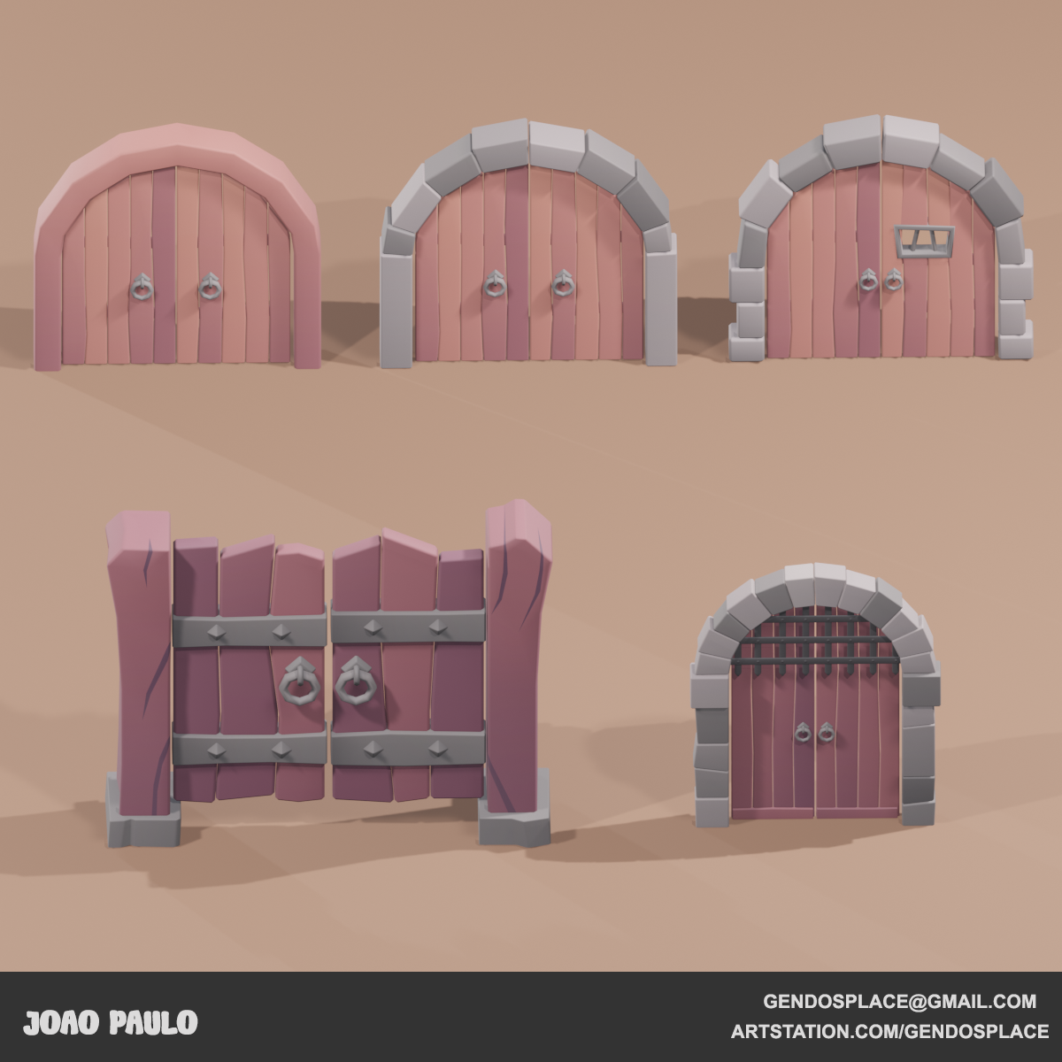 Stylized Low Poly Doors by Joao Paulo on Dribbble