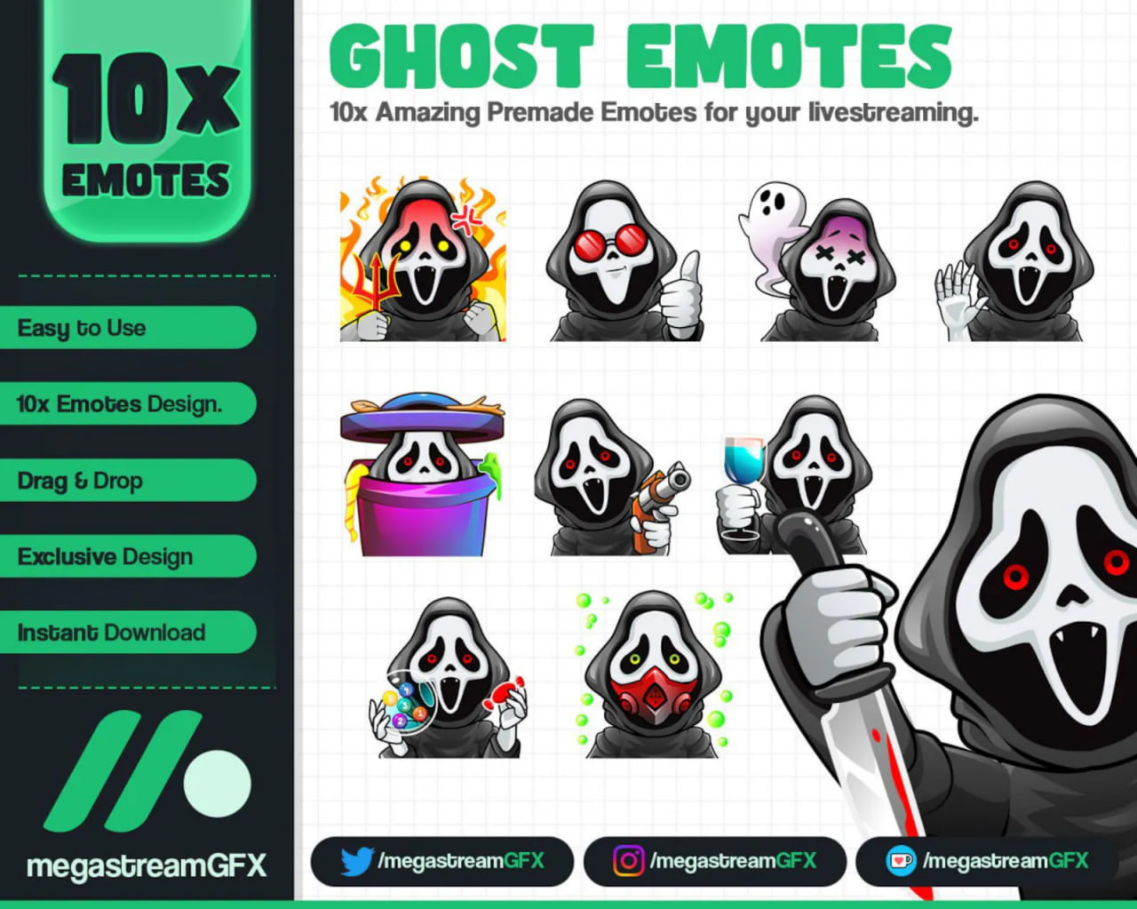10x Ghost twitch emotes - Horror Emotes - Halloween Emotes by ...