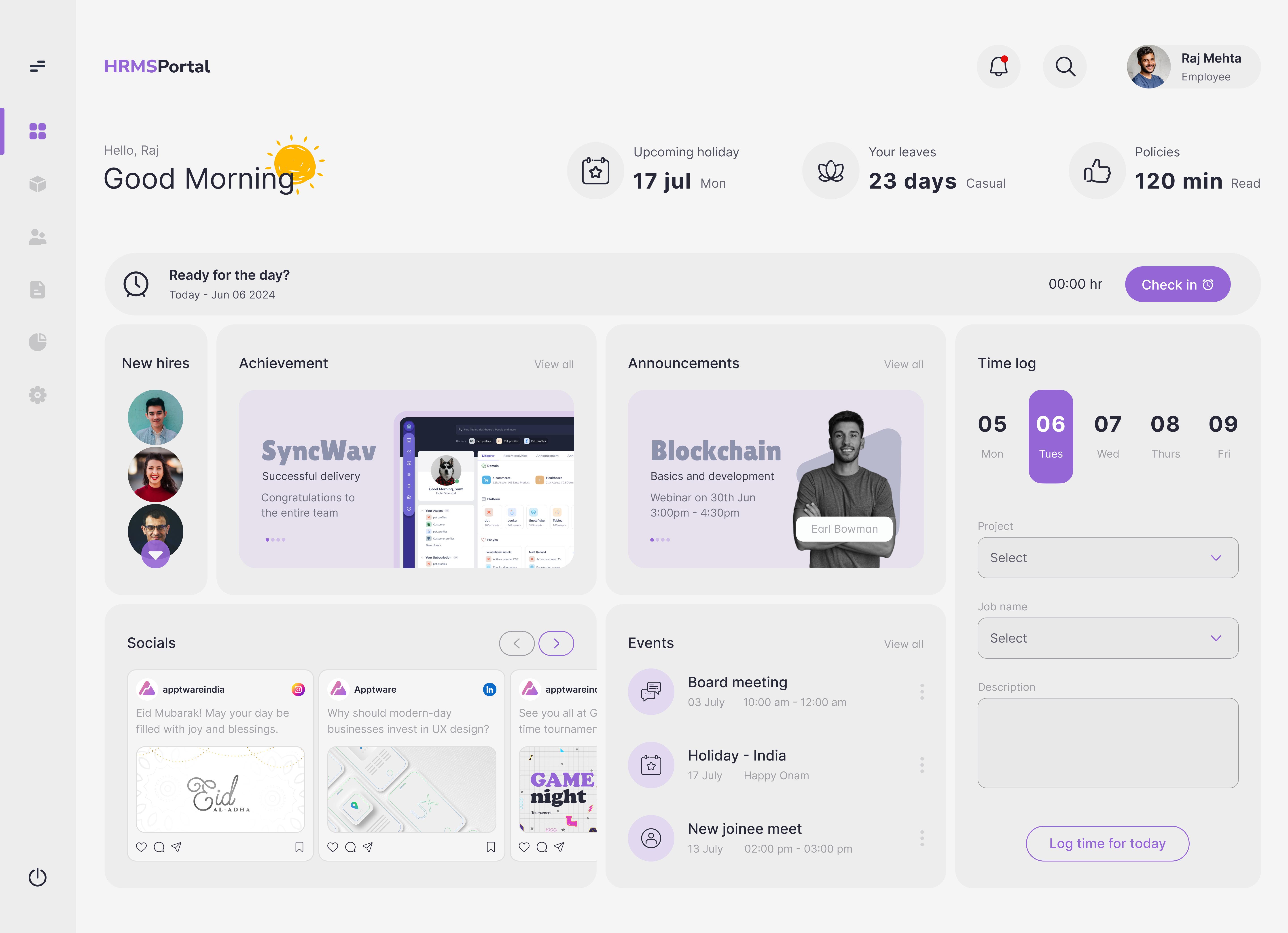 HRMS Dashboard Design by Apptware Design Studio on Dribbble