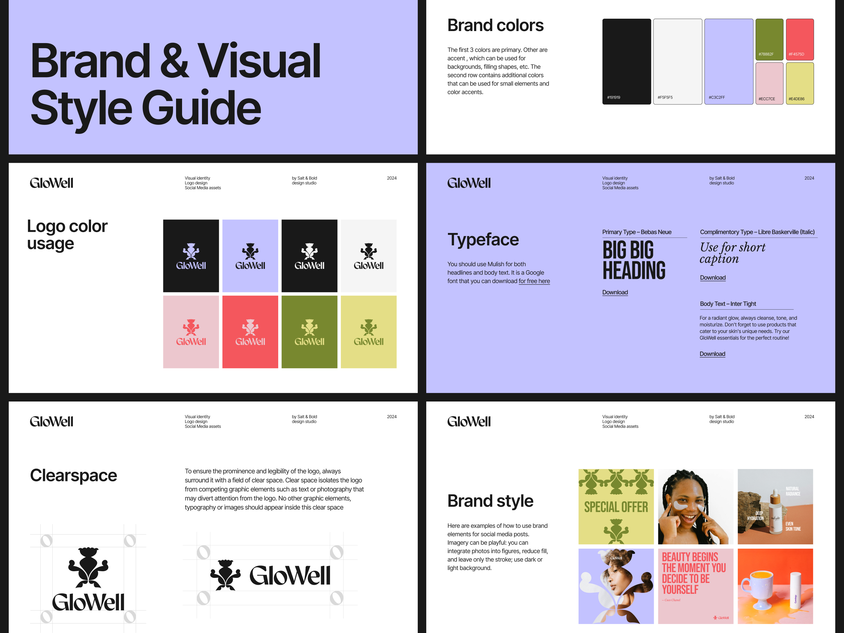GloWell branding design by Kate Tolkacheva for Salt & Bold on Dribbble