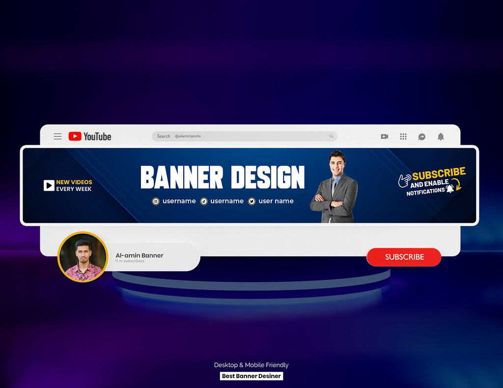 Professional YouTube Channel Banner Design by AL- AMIN on Dribbble