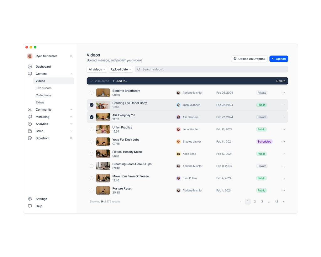 Video CMS for Uscreen by Danilo Tanic for FineTune on Dribbble