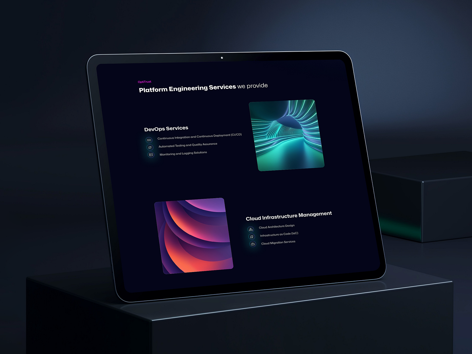 Platform Engineering Services block UI by Ajdin Turkovic on Dribbble