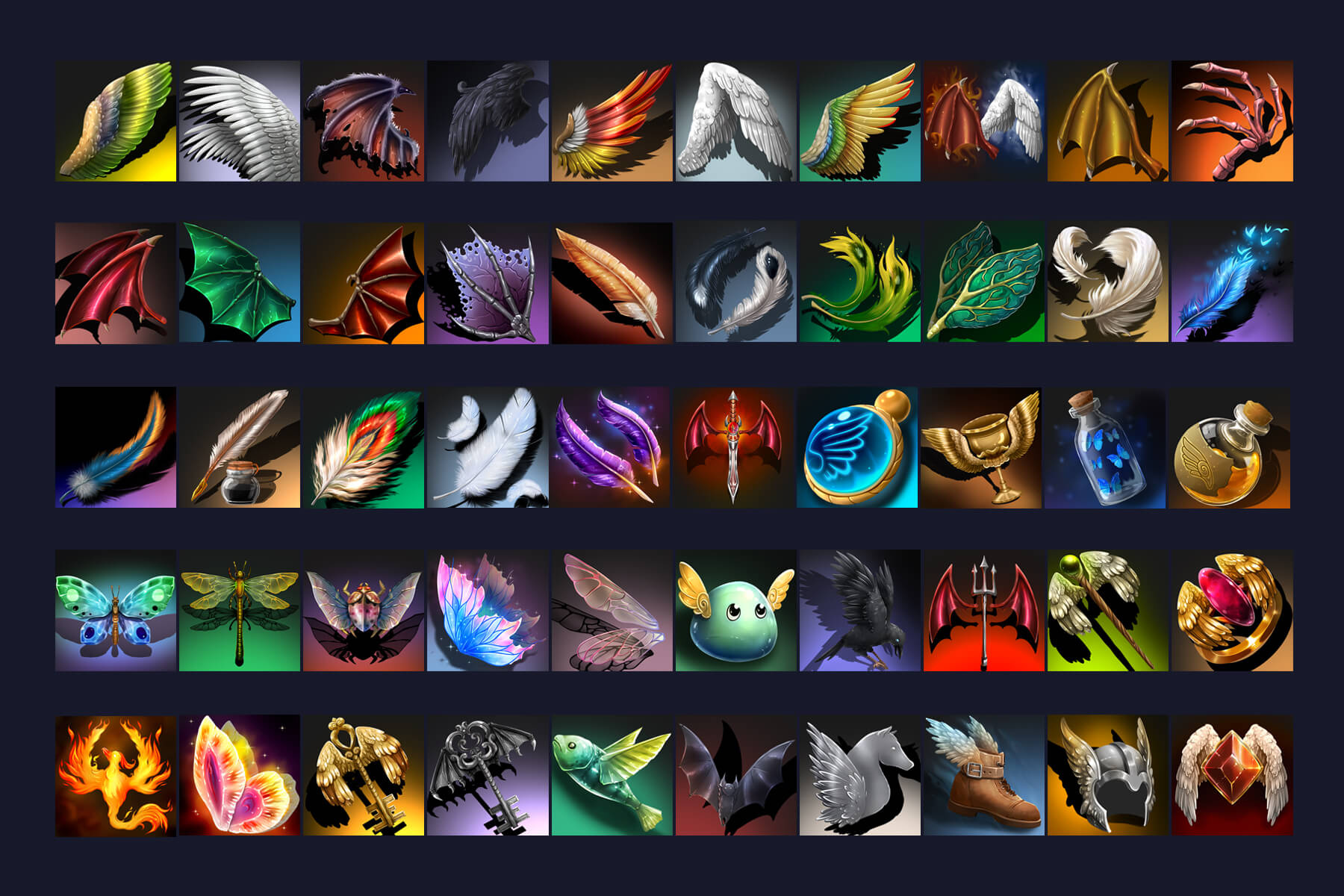 Free RPG Wing Game Icons by 2D Game Assets on Dribbble