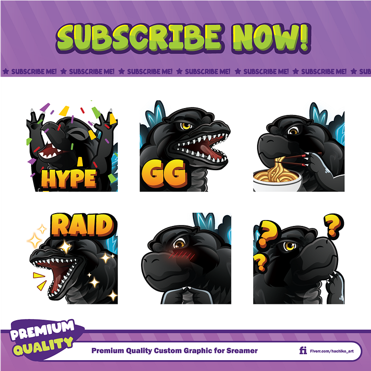 Kaiju Godzilla Emotes for Twitch, Discord By Hachiko Art by hachi chiko ...