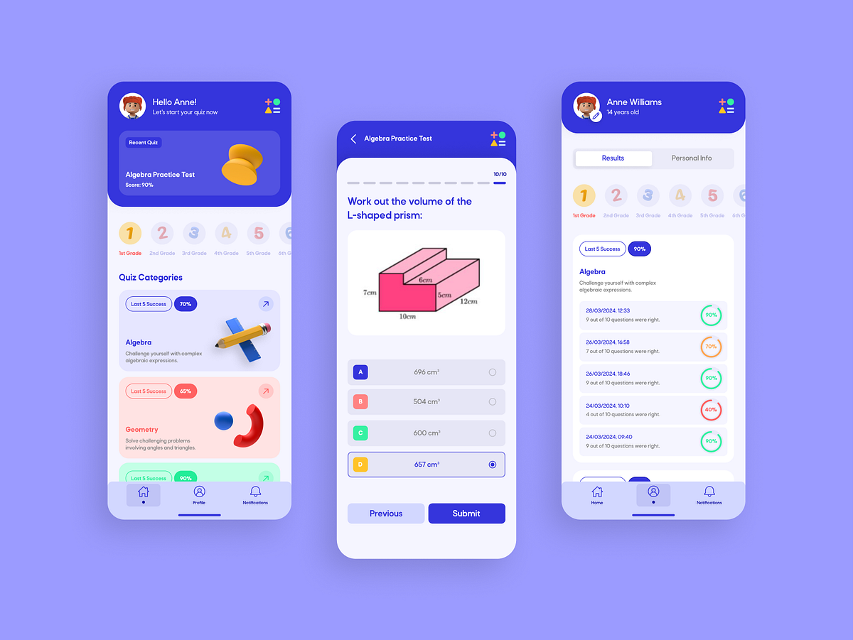 Math Quiz App By Genovefa Chatzimenoikou On Dribbble