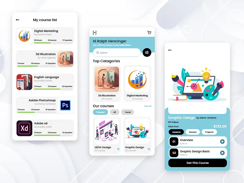 Elearning App UI designs, themes, templates and downloadable graphic ...