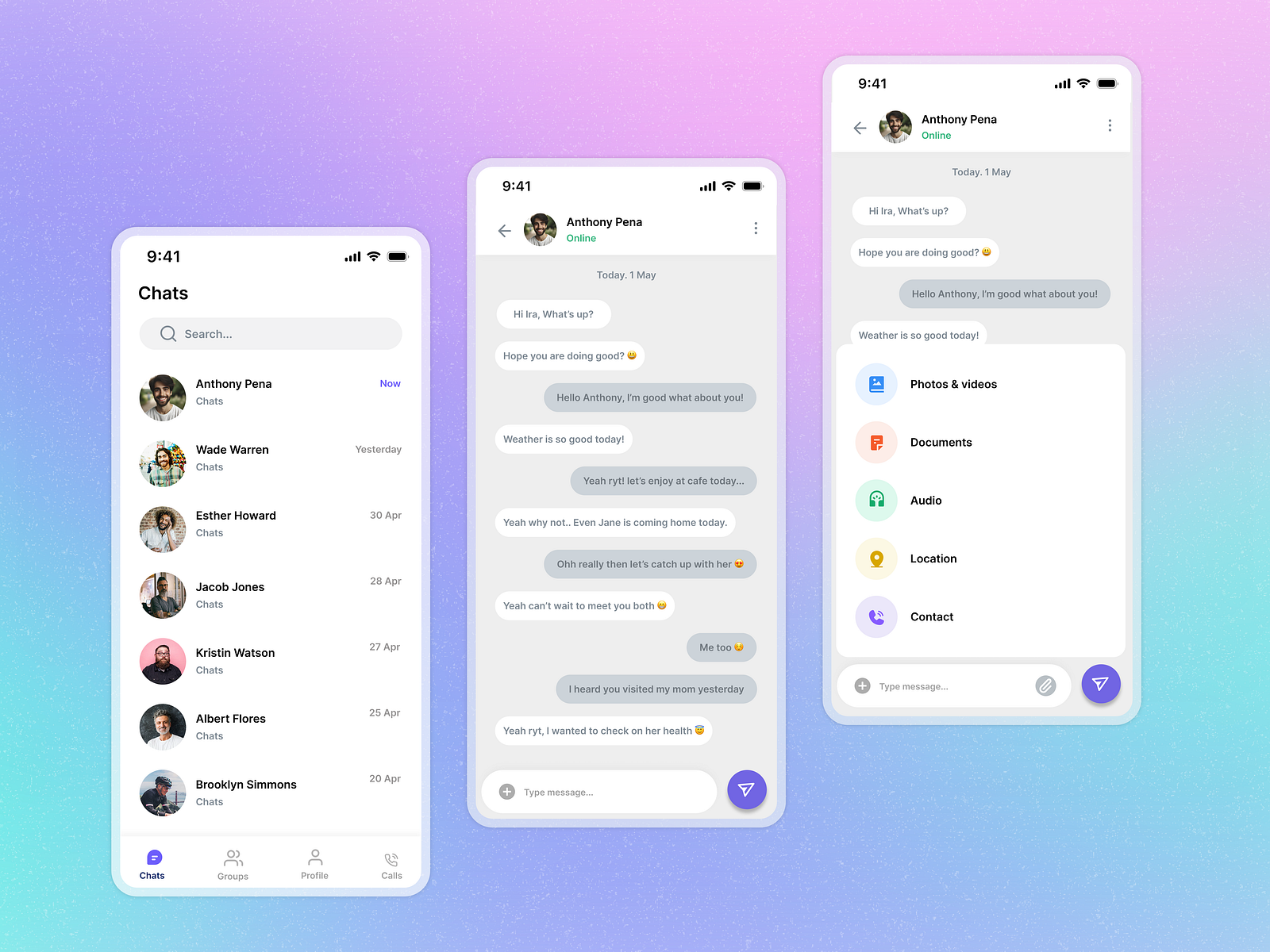 Chat Mobile Application Design by Akansha Agarwal on Dribbble