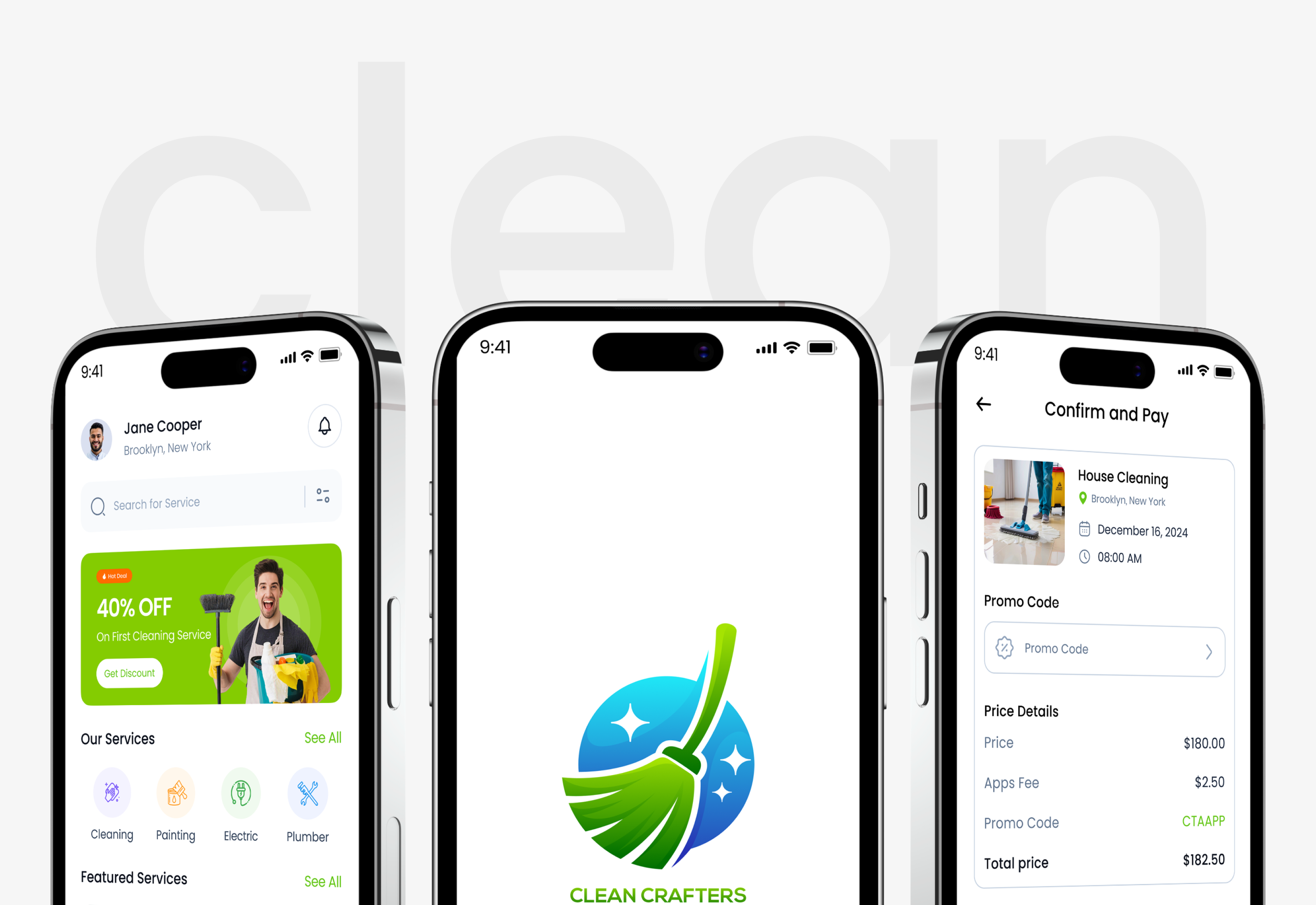 Cleaning Services Mobile App UI Design by Opedia Studio | Branding, UI ...
