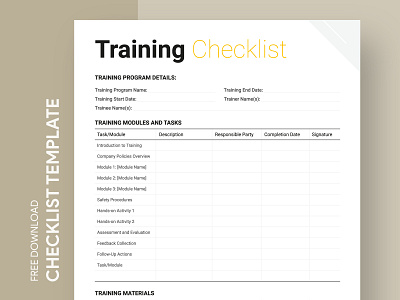 Training Checklist by Gdoc on Dribbble