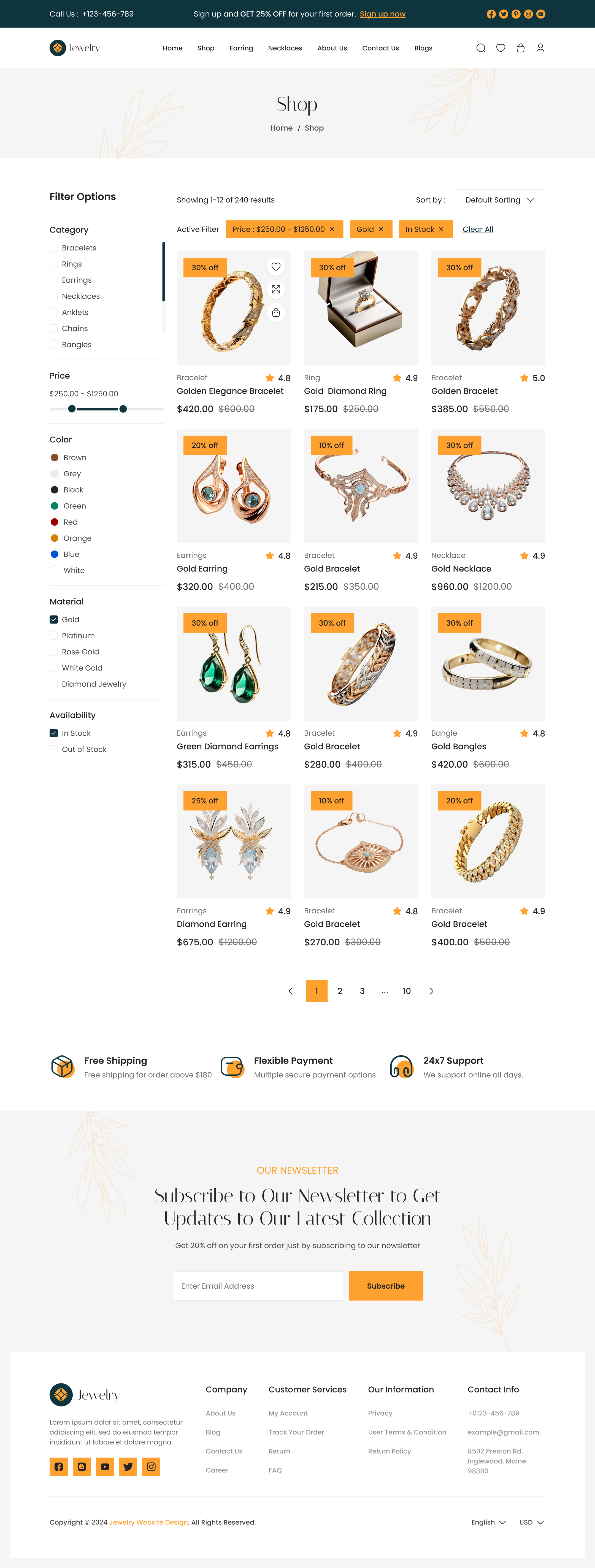Jewelry Store Website Figma Template with Mobile Responsive Desi by ...