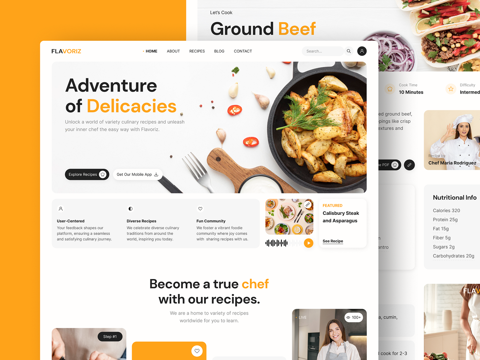 Food Recipes Website UI Design Figma by Ahmad S. Afandi for Peterdraw ...