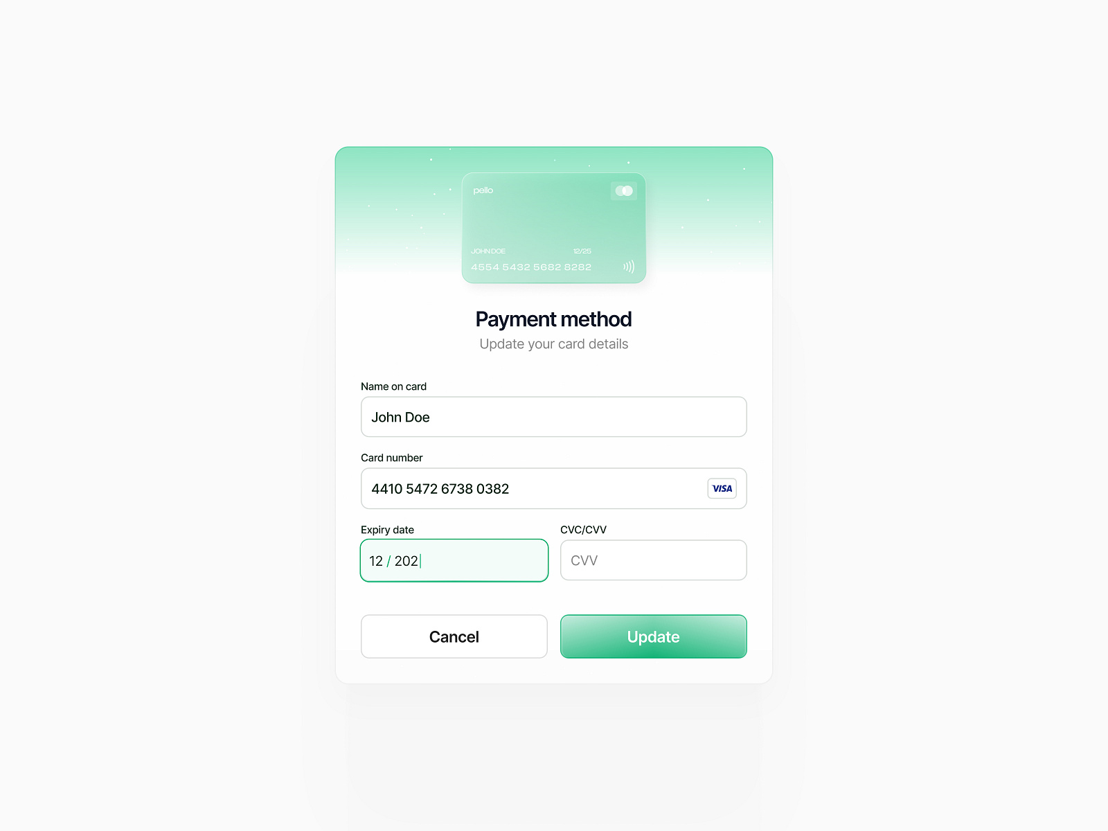 Update card details by Patryk Moskot on Dribbble