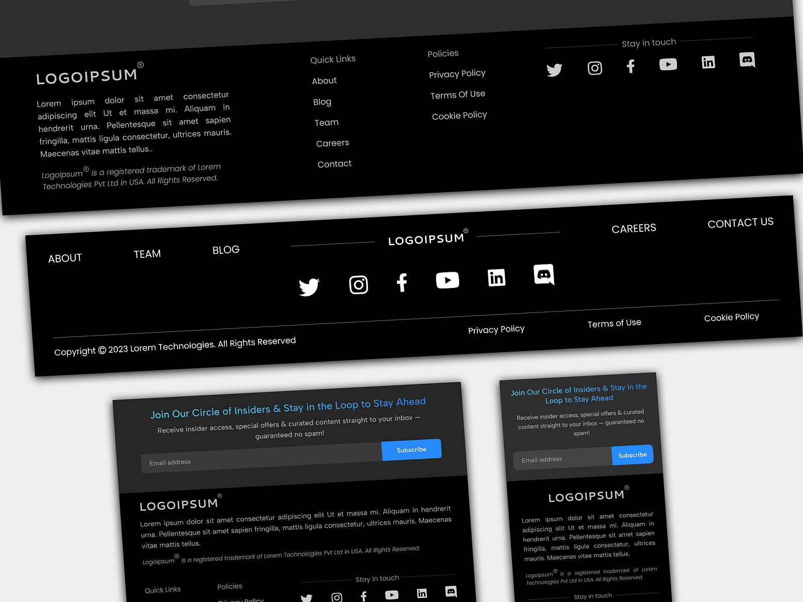Responsive Footer UI Design by Shreyas J S on Dribbble