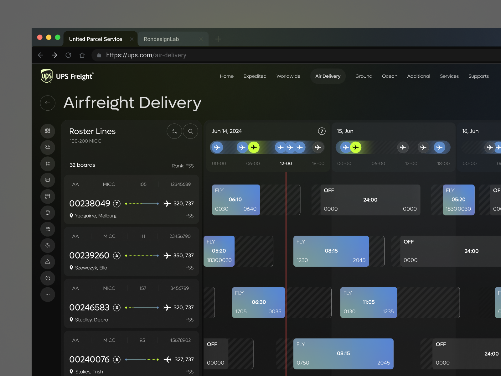 UPS Platform - Airfreight Delivery Dashboard by Jack R. for ...