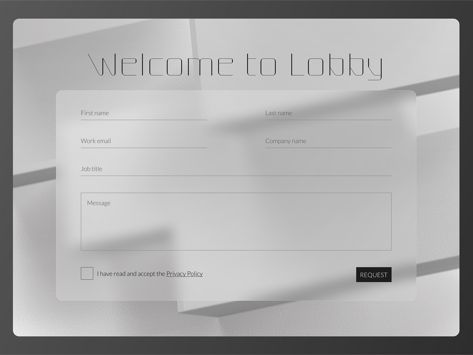 Sign up/Request form for Lobby by Viktoriia Savinkova on Dribbble