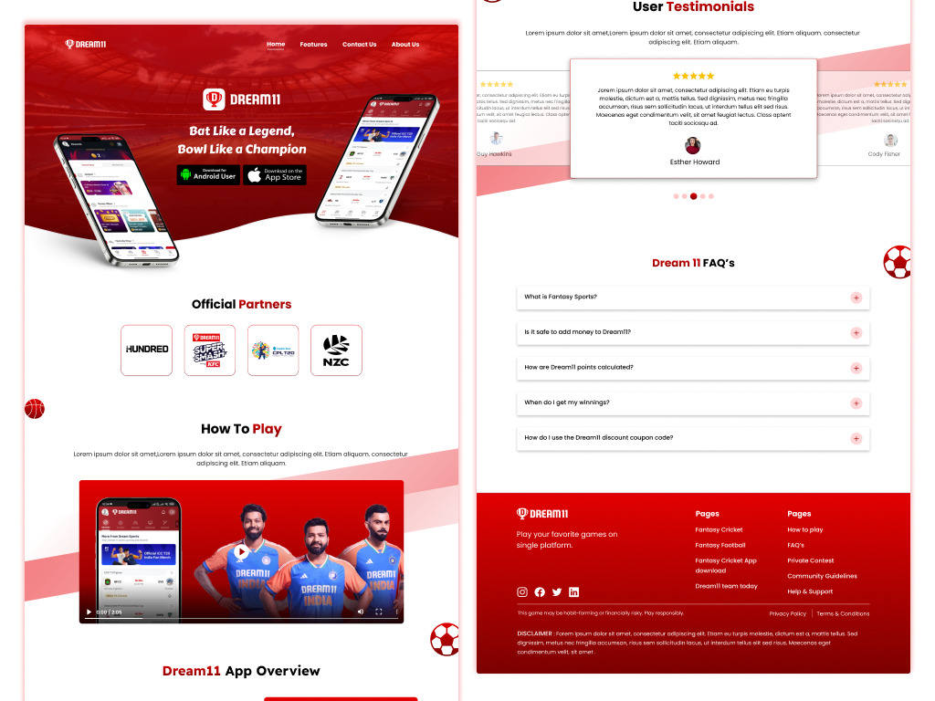 Re-designing of Dream 11 website UI by Vaishali Prajapati on Dribbble