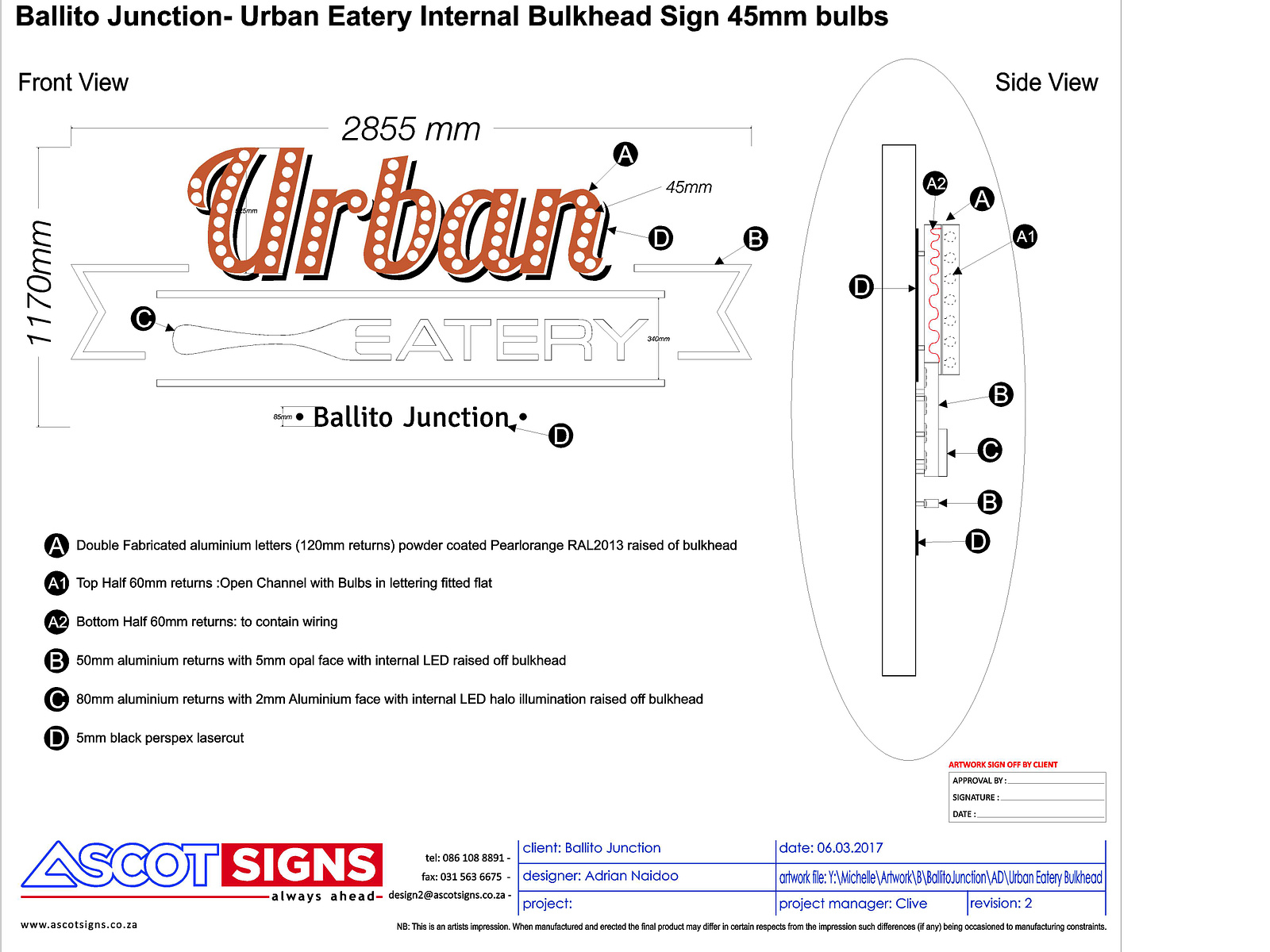 Shop Drawing for Internal Bulkhead Sign by A.D on Dribbble