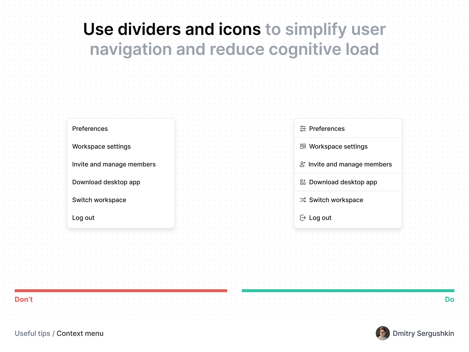 Context menu by Dmitry Sergushkin on Dribbble