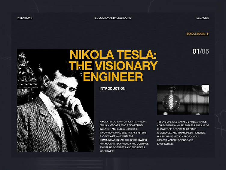 Nikola Tesla: Tribute Landing Page by Benu Wisnu for Keffi Studio on ...