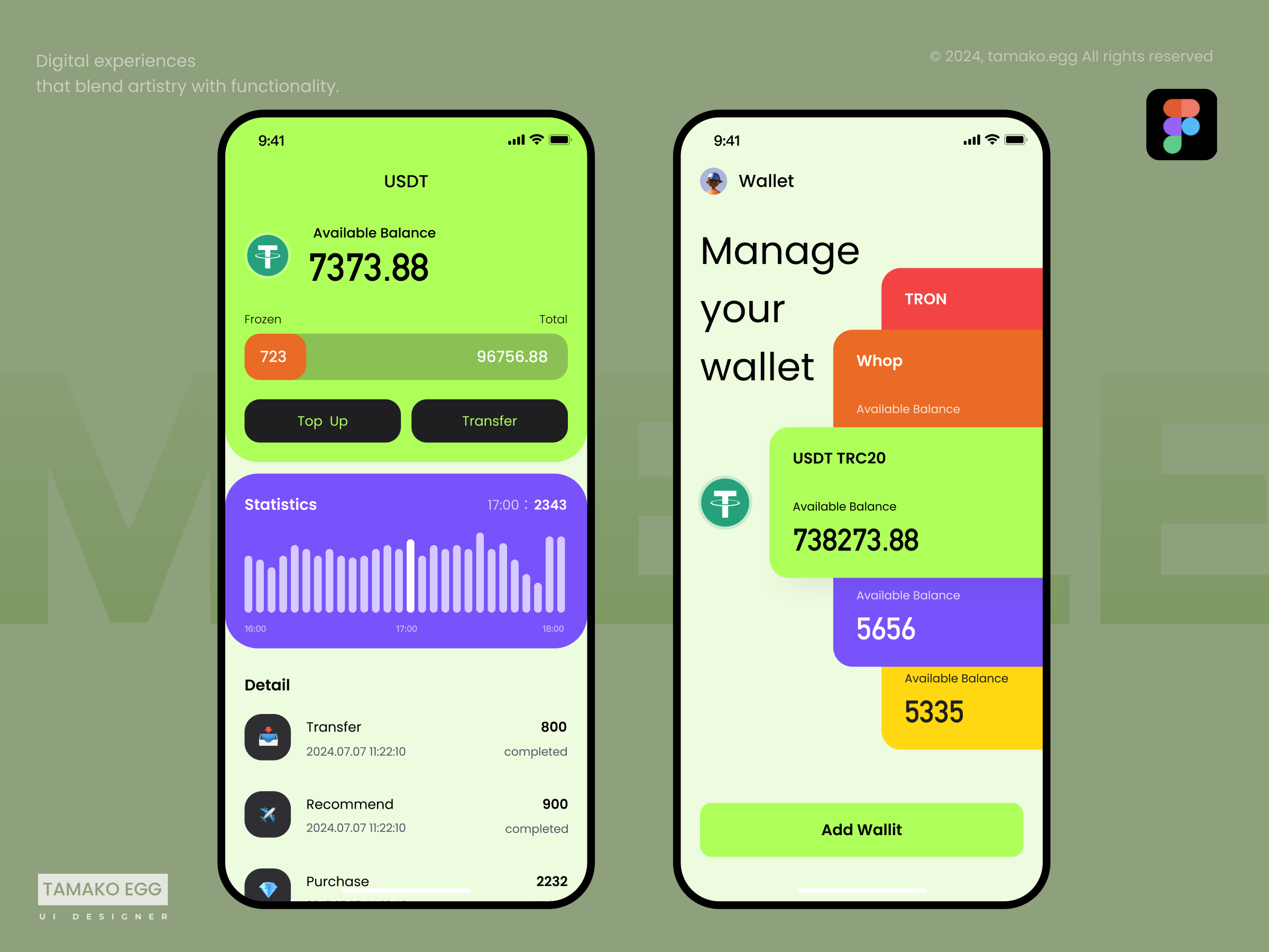 Blockchain Wallet App UI by Tamako.egg on Dribbble