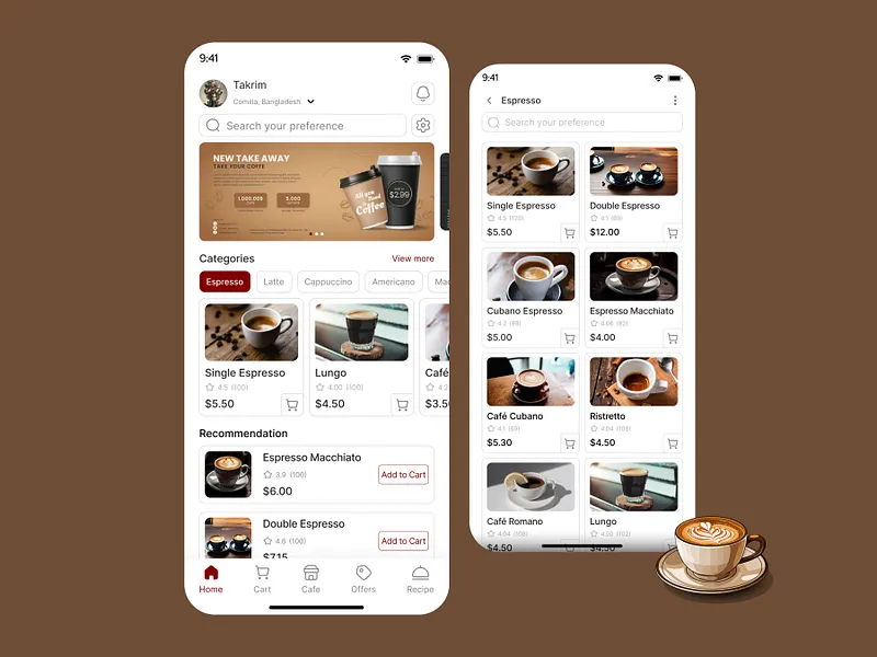 Coffee UI designs, themes, templates and downloadable graphic elements ...