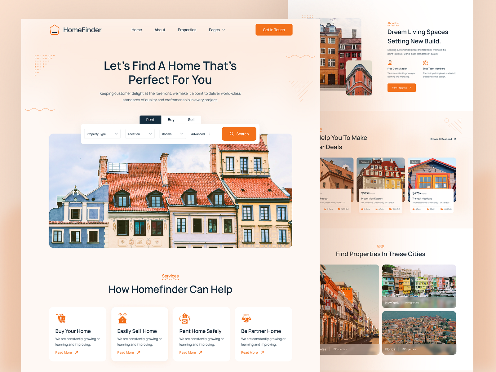 HomeFinder - Real Estate Landing Page by Shorab Hossen on Dribbble