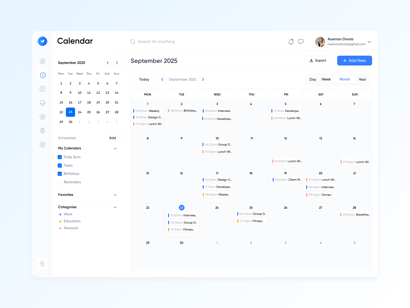 Sleek and Functional Calendar UI Design by Manish Panchal on Dribbble