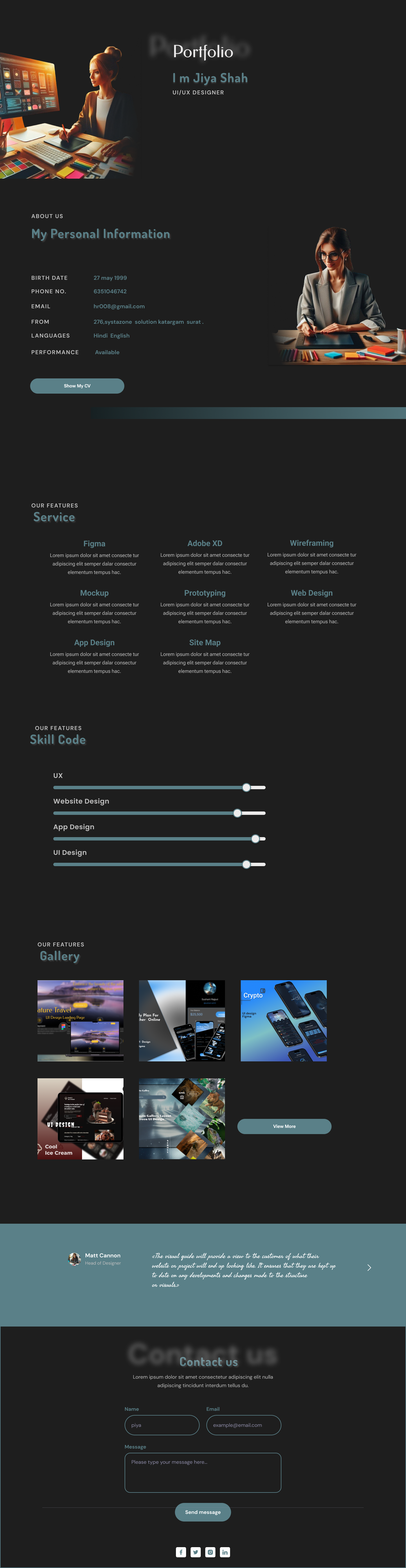 Portfolio - One page UI Design by systazone solution on Dribbble