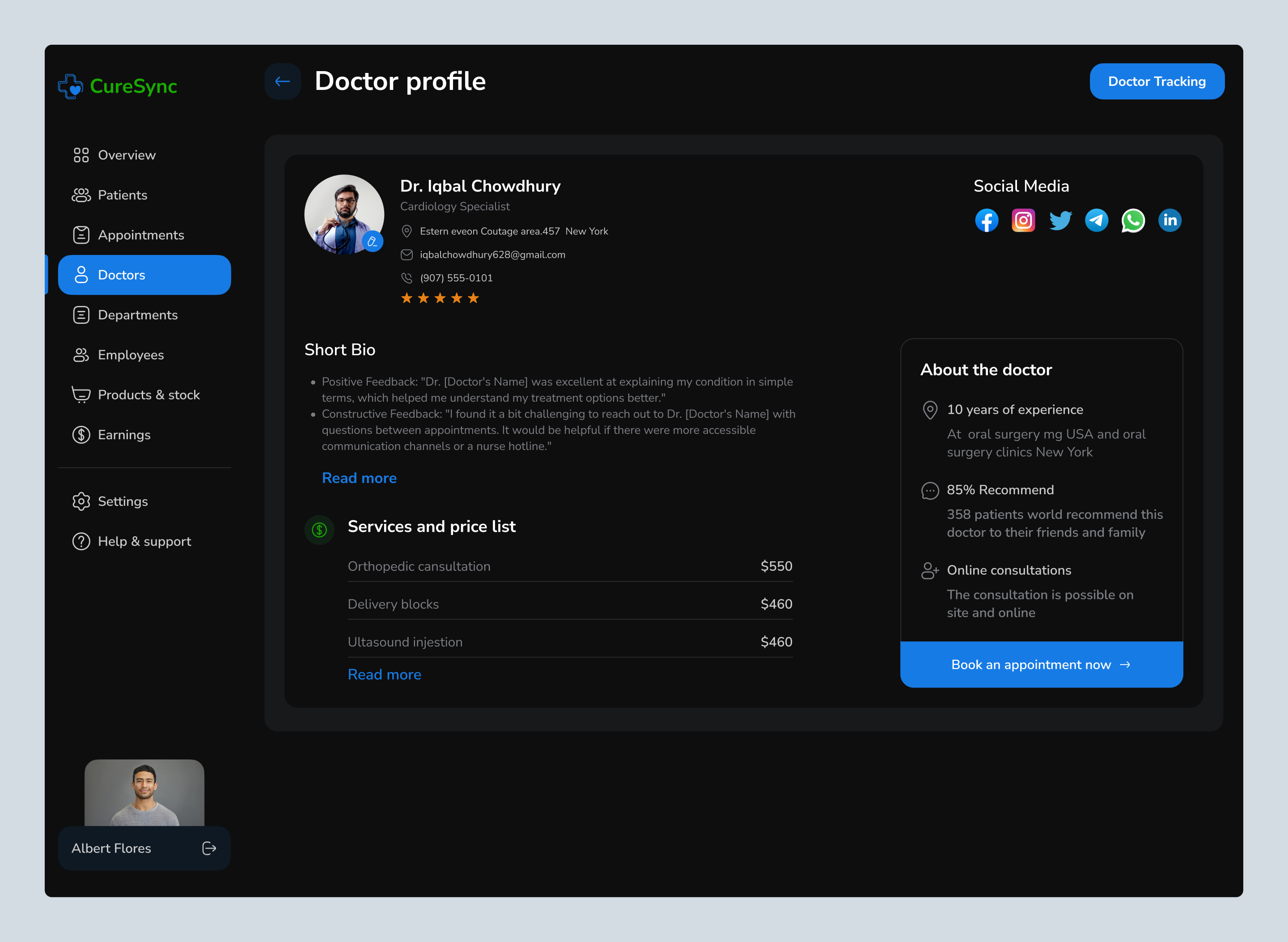 Admin Dashboard - Doctor Profile by Md Bulbul Islam on Dribbble