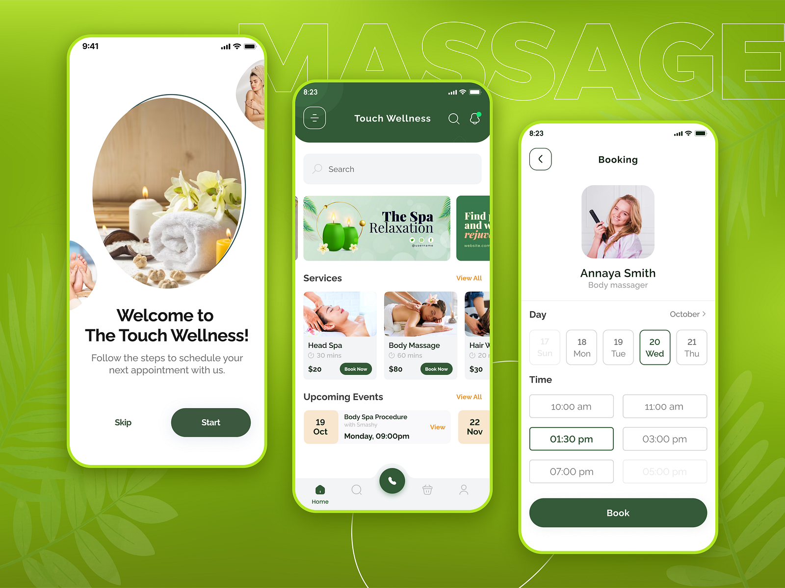 Modern UI Concept for Wellness and Massage App by Abdul Salam on Dribbble