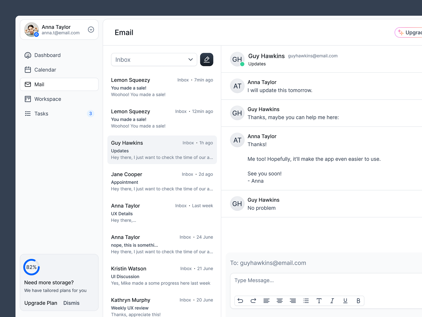Email app UI by Beyond UI on Dribbble